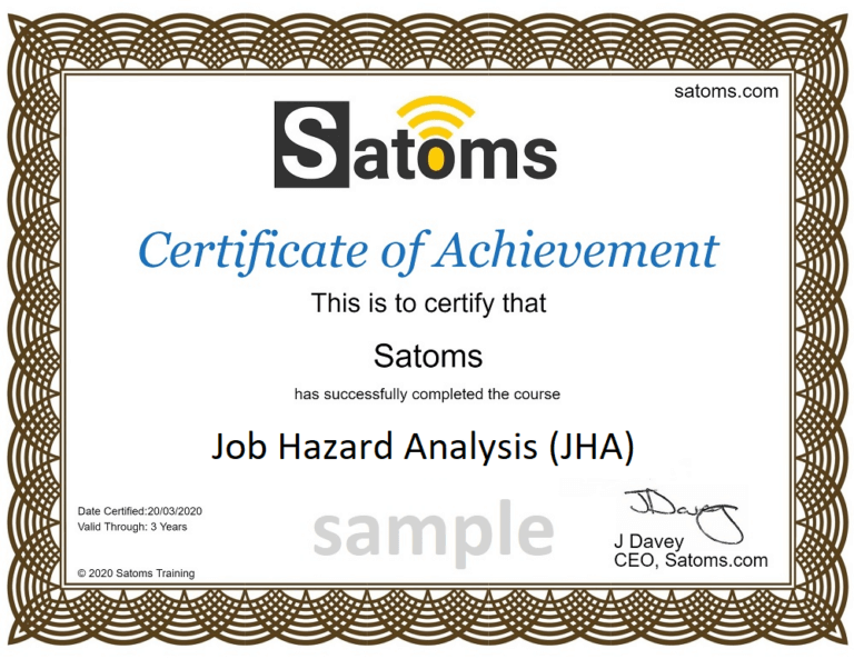Job Hazard Analysis (JHA) Training Course - Satoms